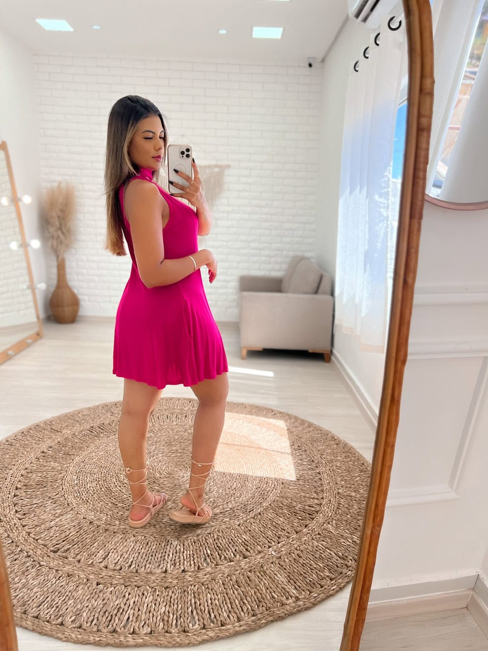 Vestido gola Ale (Rosa) - Hyorrana