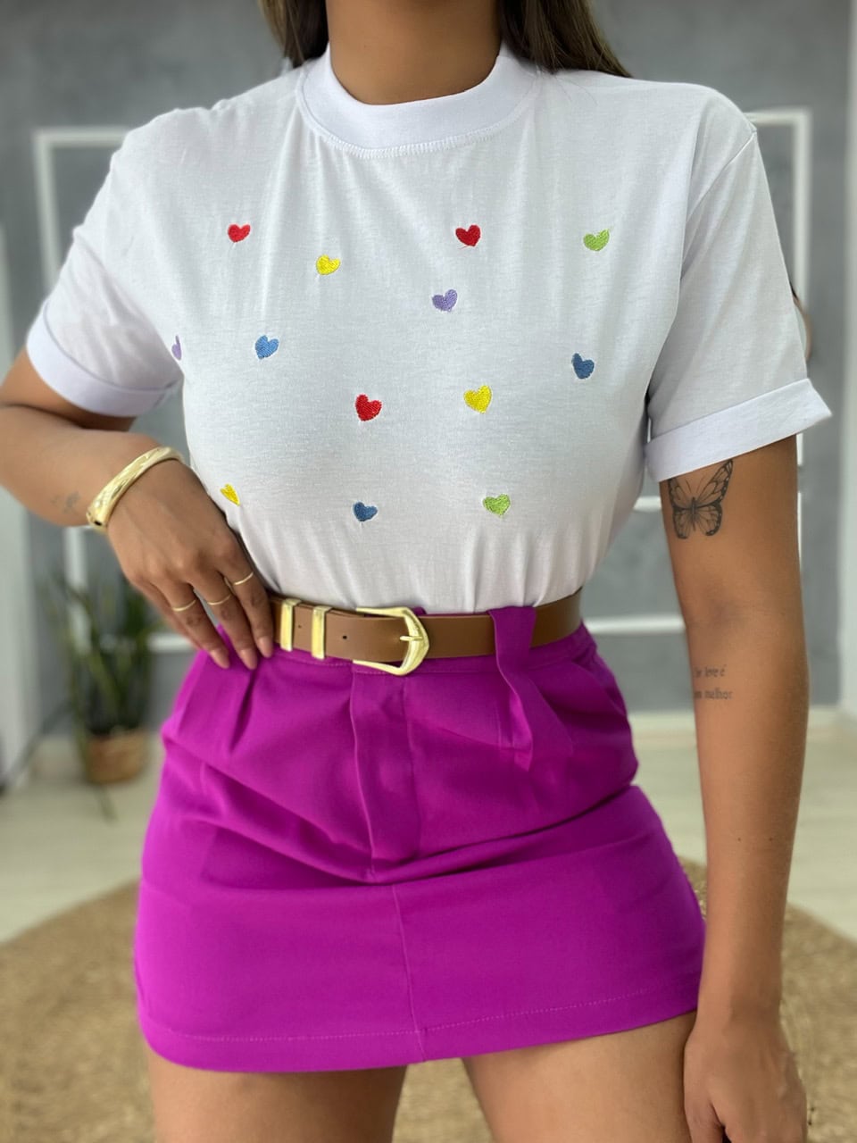 T-shirt algodão Heart (off white) - Hyorrana